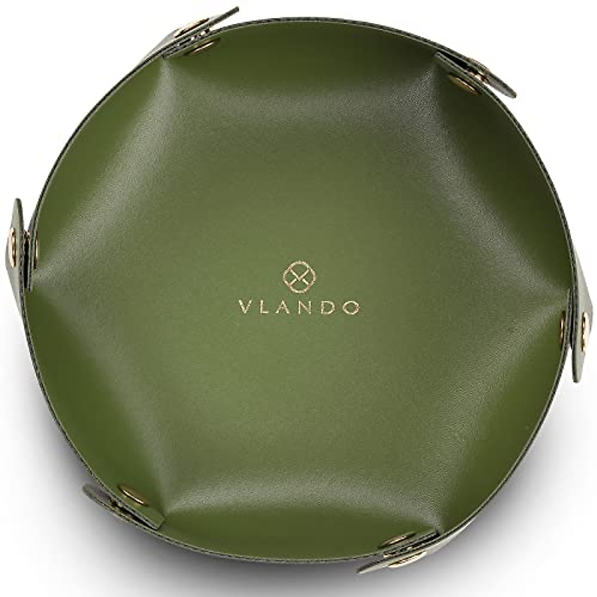 Vlando 2 Pack Jewelry Trays for Women Girl Faux Leather Desk Organizer Rings Necklace Storage Case Green