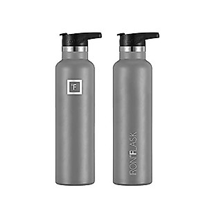 IRON °FLASK Sports Water Bottle - 24 Oz - 3 Lids (Narrow Straw Lid) Leak Proof Vacuum Insulated Stainless Steel - Hot & Cold Double Walled Insulated Thermos, Durable Metal Canteen