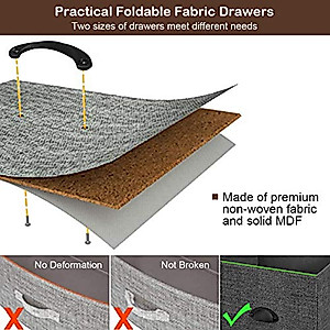 Giantex Dresser Storage Tower W/ 5 Foldable Cloth Storage Cubes,Wood Top Easy Pull Removable Fabric Bins, Organizer Unit 39.5’’(L)X12’’(W)X21’’(H) for Bedroom, Closet, Hallway, Nursery Room(Black)