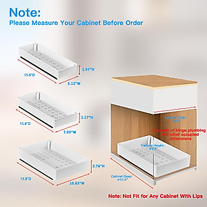 3 Pack Pull Out Cabinet Organizer,3 Sizes Slide Out Drawers with Adhesive,Pull Out Shelves for Kitchen Cabinets,Bathroom Cabinet Organizer and Storage, Pantry,Cabinet Roll Out Drawers (15.8" Deep)