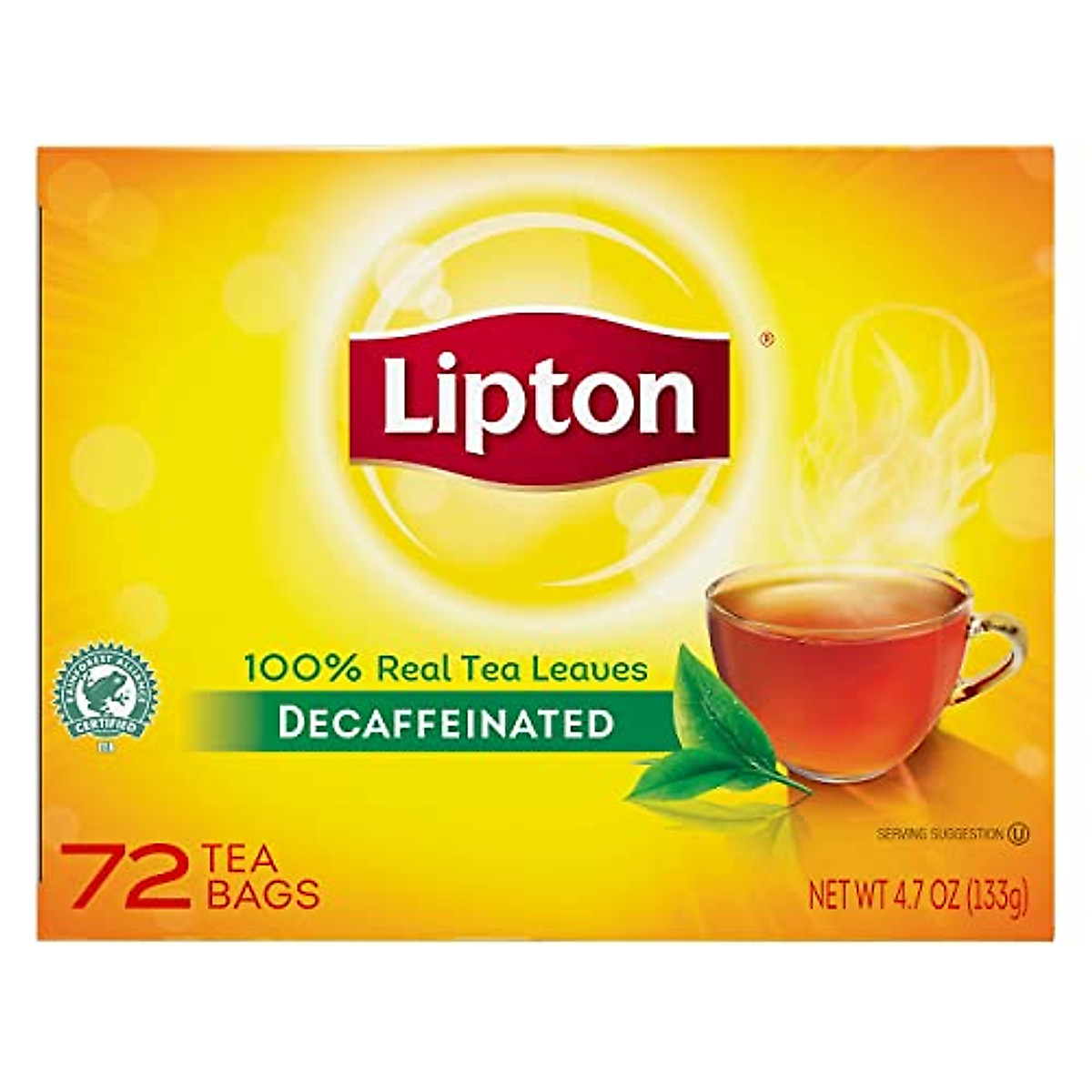 Lipton Decaffeinated Black Enveloped Tea Bags, 72 Count (Pack of 6)