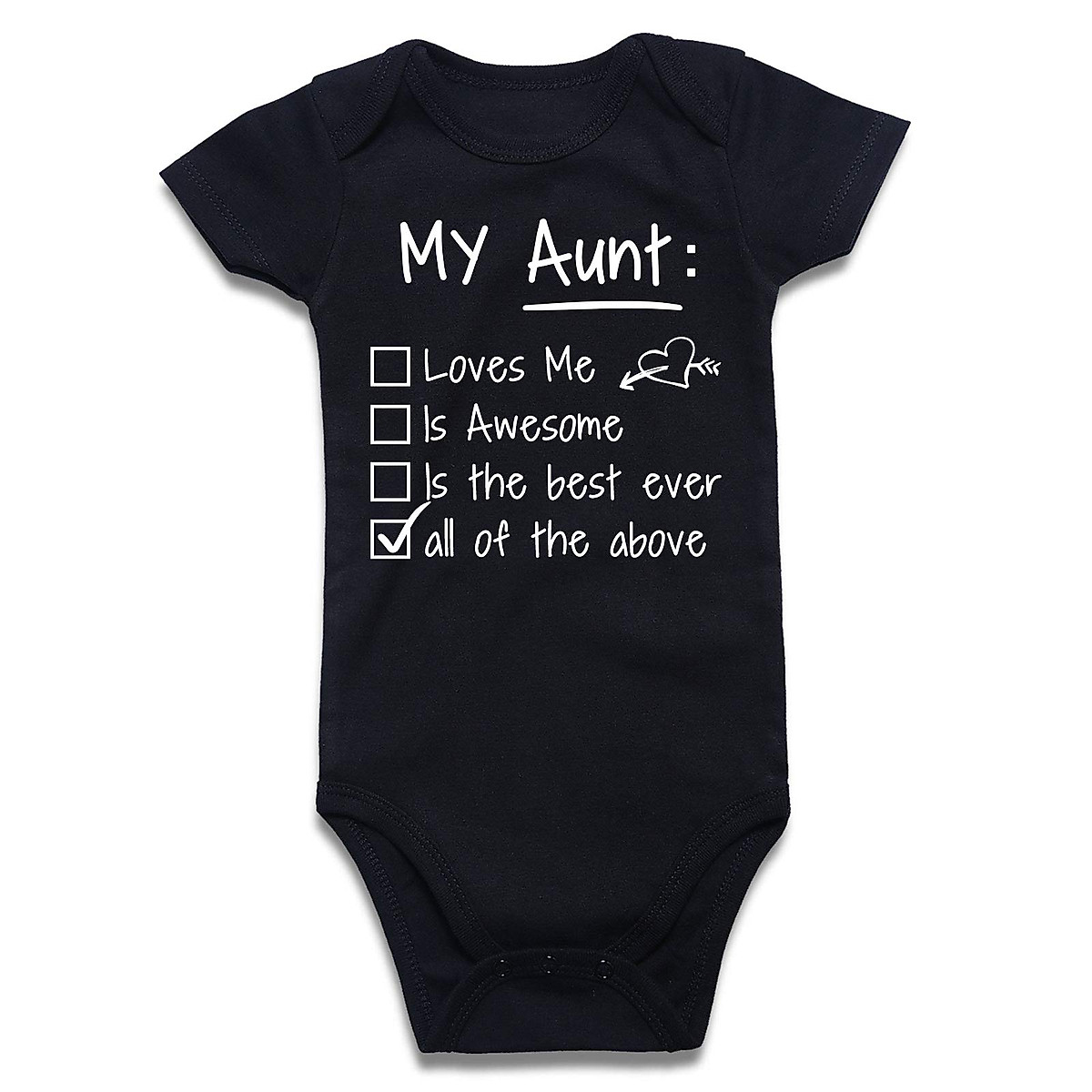 SOBOWO My Aunt Loves Me Baby Clothes Funny Baby Bodysuits Pregnancy Announcements Onsies Romper Jumpsuits for Newborn Boys Girls 0-6 Months (3-6 Months, My Aunt Loves Me Black)