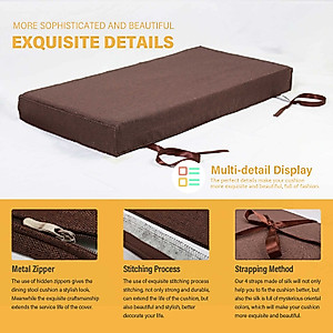 ROFIELTY Custom Bench Cushion for Bench Seat Cushion Window Seat Cushions Indoor Bench Cushions for Indoor Furniture Bench Pads Bench Pillow (Dark Brown,59x18x2inch)