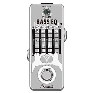 Amuzik Bass EQ Pedal 5 Band Equalizer Pedals For Bass Guitar With 5 Band Graphic Mini Size Full Metal Shell True Bypass, LEF-317B