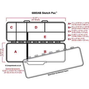 ArtBin 6880AB Sketch Pac Small Art & Craft Organizer, [1] Plastic Storage Box, Divided Translucent Lid