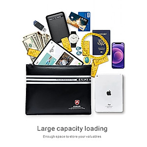 KUIJA Fireproof Document Bag 2000°F, 13.4"x9.4" Fireproof Waterproof Document Bag, Fireproof Money Bag，Fireproof Secure Storage Pouch with Zip, Fireproof Bags for Cash and documents