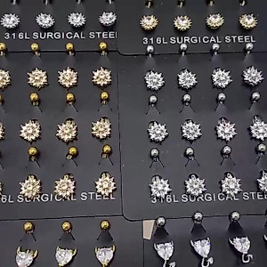 Dangle Belly Button Rings 316L Surgical Steel Belly Rings,14G Butterfly Belly Button Ring Dangling CZ Belly Screw Navel Barbell Piercing Jewelry for Women-butterfly 3