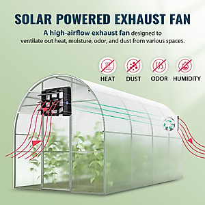 Mxmoonfree Solar Powered Exhaust Fan Kit, 30W Solar Panel + 10'' High-airflow Shutter Exhaust Fan, Ventilation Solution for Greenhouse, Sheds, Chicken Coops, Pet Houses, RVs, Garages, Attics