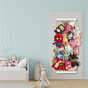 PHOENANCEE Stuffed Animal Storage,Stuff Animals Organizer for Plushies Toy Holder Net Zoo for Kids Nursery Playroom Bedroom,Save Space,Length Adjustable,Upgraded(White)