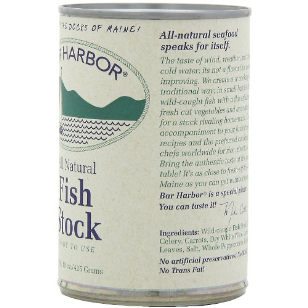 Bar Harbor Fish Stock - Maine Seafood Essence, Gluten-Free, All-Natural Ingredients - Ideal for Soups, Stews, and Seafood Dishes - 15 oz Can (Pack of 6)