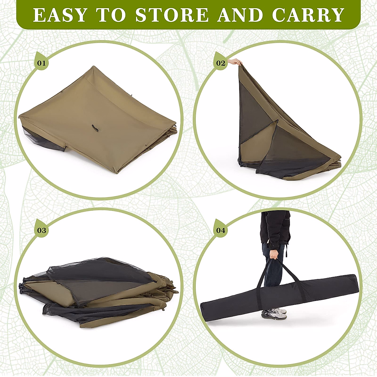 JOMEED 6’ X 6’ Pop Up Canopy Tent, Outdoor Camping Gazebo Screen Tent 4-Sided Gazelle Tent with Mosquito Netting, Portable Carry Bag for Lawn and Backyard (6ft x 6ft)