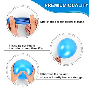 RUBFAC 100pcs 12 Inches Royal Blue Balloons, Royal Blue Confetti Balloons Light Blue Baby Blue and White Balloons for Boys Birthday Baby Shower Wedding Party Decoration