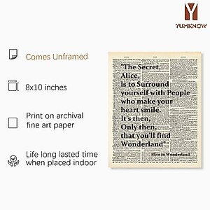 Mad Hatter The Secret is To Surround Yourself - Alice in Wonderland Wall Art Decor - Alice Inspirational Saying Quote Poster Print - Motivational Wall Art for Alice Fans - Gift for Women Teen Girl