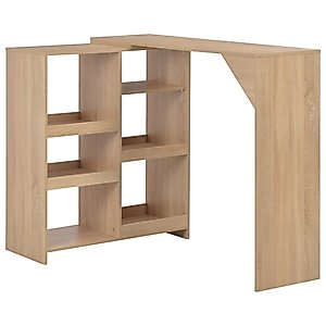YPWRENH Dining Table with StorageBar Table with Moveable Shelf Oak 54.3"x15.4"x43.3" for Dining Room, Kitchen or Living Room