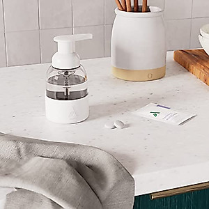 Amazon Aware Refillable Foaming Hand Soap Starter Kit, Reusable 8.5 oz Glass Bottle with Silicone Sleeve + 3 Tablet Sachets, Lavender Scent, 4 Piece Set