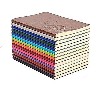SINOBAND 8 Pack Bulk Journals, A5 PU Leather Colorful Writing Notebook, Journal Set Wide Ruled for College Students School and Office(Random Color)