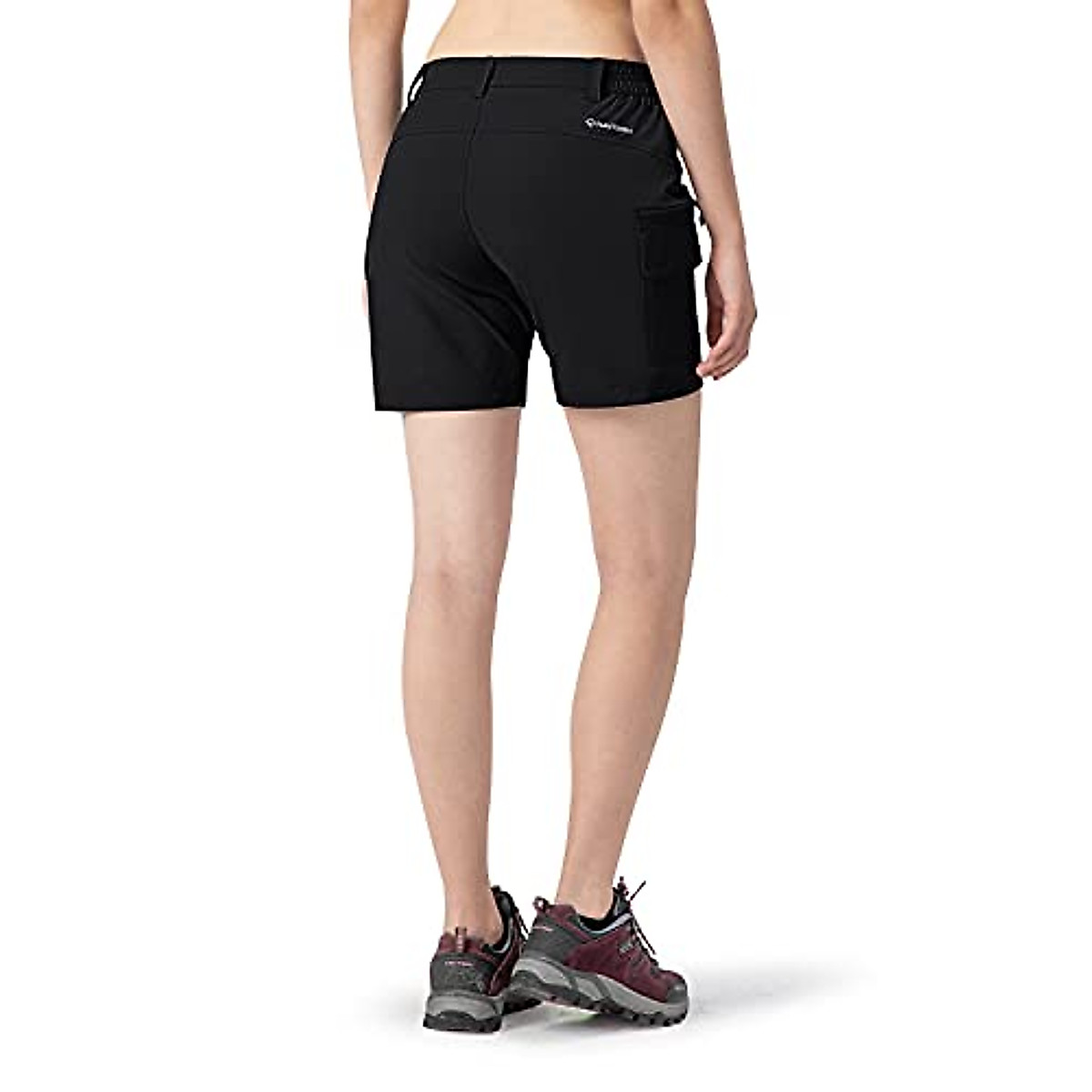 NAVISKIN Women's Hiking Cargo Shorts UPF 50+ Outdoor Shorts Quick Dry Water Repellent Camping Golf Shorts Black Size XL