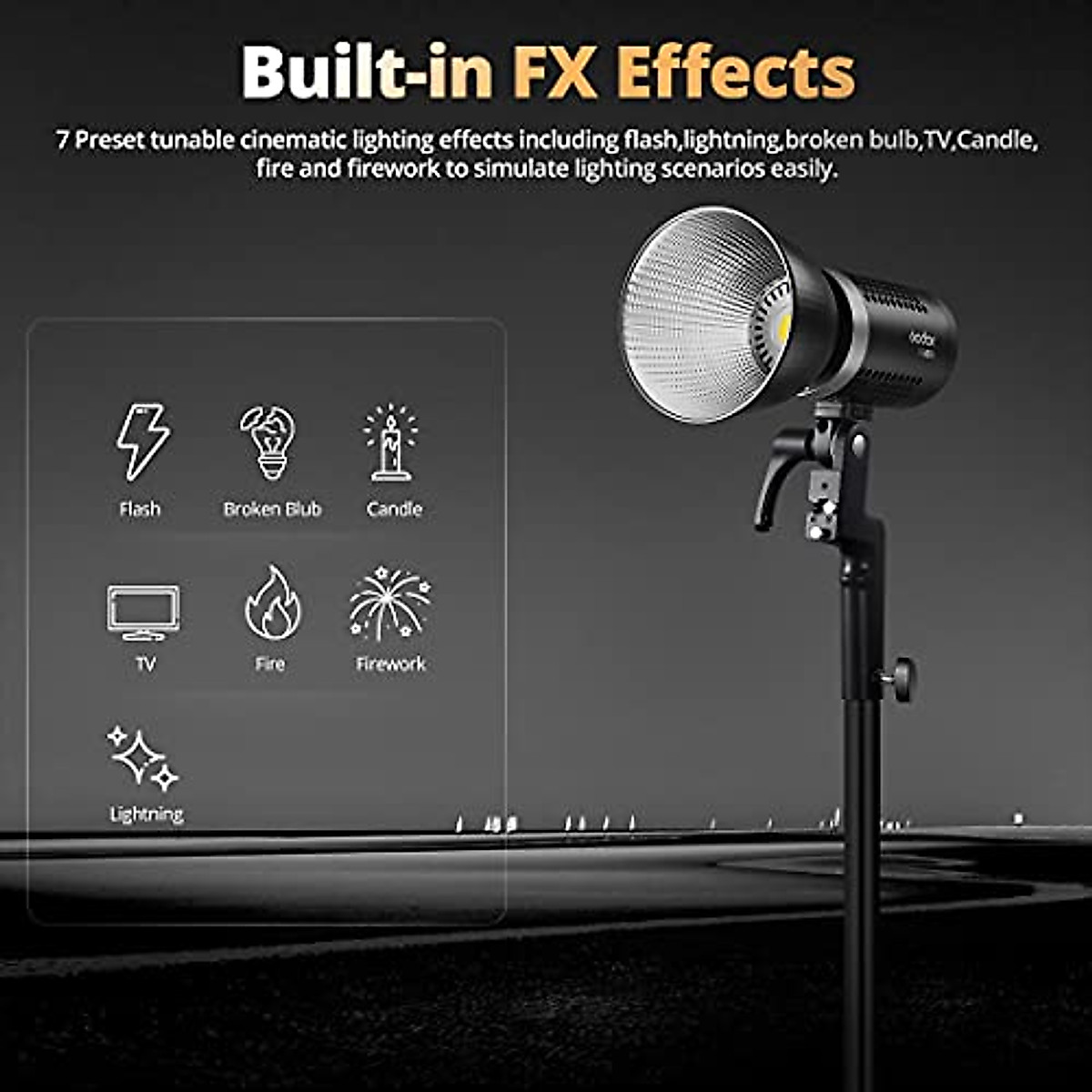 Godox ML60Bi ML60 Bi 60W Bi-Color LED Light Silent Mode Portable Brightness Adjustment Support Li-ion Outdoor LED Light with 2X NP970 Lithium Battery