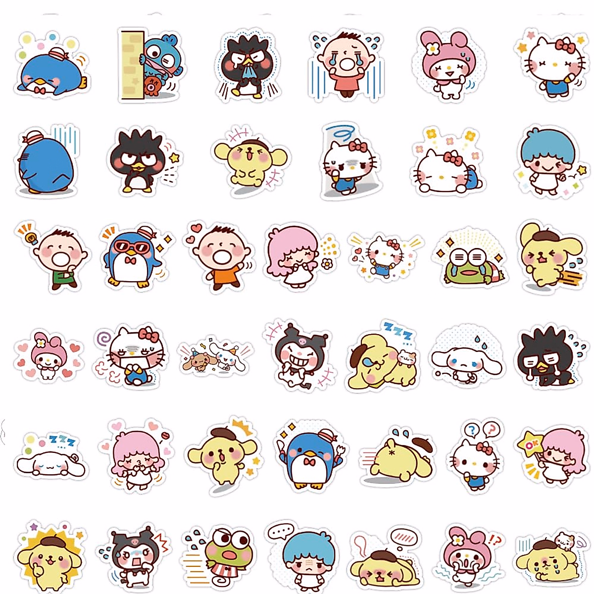 200Pcs Kawaii Stickers, Kittty Stickers Melody Kuromi Stickers for Kids Teens Adults, Water Bottles Stickers, Aesthetic Vinyl Waterproof Stickers for Laptop, Bumper, Skateboard, Phone
