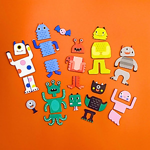 Petit Collage Magnetic Play Set, Monsters – Mix & Match Magnetic Game Board, Ideal for Ages 3+ – Includes 2 Magnetic Scenes and Over 25 Magnet Pieces, Ideal Travel Activity for Kids