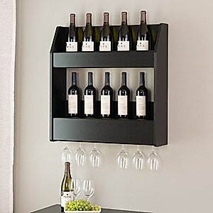 Prepac 2-Tier Floating Wine and Liquor Rack, Black