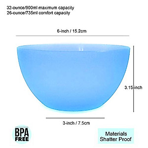 KX-WARE Plastic Bowls set of 12 - Unbreakable and Reusable 32oz/6 inch Plastic Cereal/Soup/Salad Bowls in 6 Assorted Color | Dishwasher Safe, BPA Free