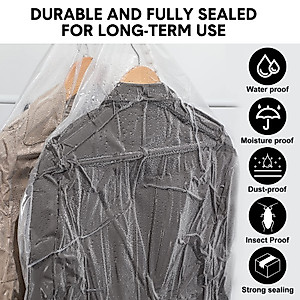 Shappy 10 Pcs Hanging Vacuum Storage Bags for Space Clothes Seal Saver with 1 Hand Pump, 5 Long 53'' x 27.6'', Short 43.3'' 27.6'' Clear Suits Dress Jackets Coat Closet Organizer