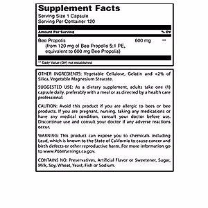 Amazing Formulas Bee Propolis Supplement | 600 Mg Per Serving | 120 Capsules | Non-GMO | Gluten Free | Made in USA
