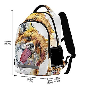 ALAZA Cute Fox Watercolor Animal Backpack Purse for Women Men Personalized Laptop Notebook Tablet School Bag Stylish Casual Daypack, 13 14 15.6 inch