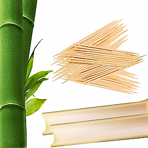 1000 Pieces Premium Bamboo Wooden Toothpicks - For Personal Hygiene, Disposable Appetizer Skewers, Cocktail Sticks or Arts & Crafts - by Mobi Lock