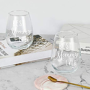 Best Mommy Ever Stemless Wine Glass, Funny Mom Wine Glass Gift for Mother’s Day 15Oz - Perfect Mom Gift for Mom New Mom from Husband Kids Son Daughter Friends, Unique Mom Gift for Birthday Christmas