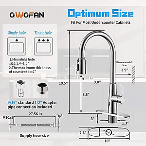 OWOFAN Touchless Kitchen Sink Faucet Pull Down Sprayer Smart Motion Sensor Activated Hands Free Single Handle Kitchen Faucet Brushed Nickel