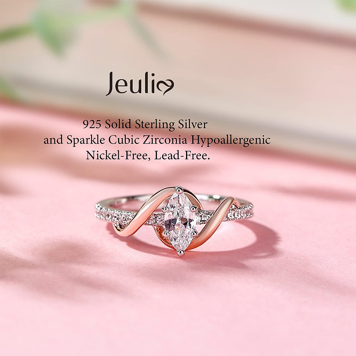 Jeulia "An Encounter with Myself Marquise Cut Sterling Silver Ring Engagement Anniversary Promise Ring Valentine's Day Gift With Jewelry Box for Women (7)