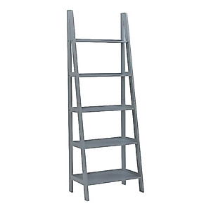 Linon Archdale Wood Open Back 72" Ladder Bookshelf with 5 Shelves in Gray