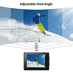 SJCAM SJ4000 Action Camera 4K30fps WiFi Camera, 40MP UHD image, 170°FOV 5X Digital Zoom, Stabilization, Underwater 98ft Waterproof Camera with 2 Batteries,32G SD Card and Helmet Mount Accessories Kits