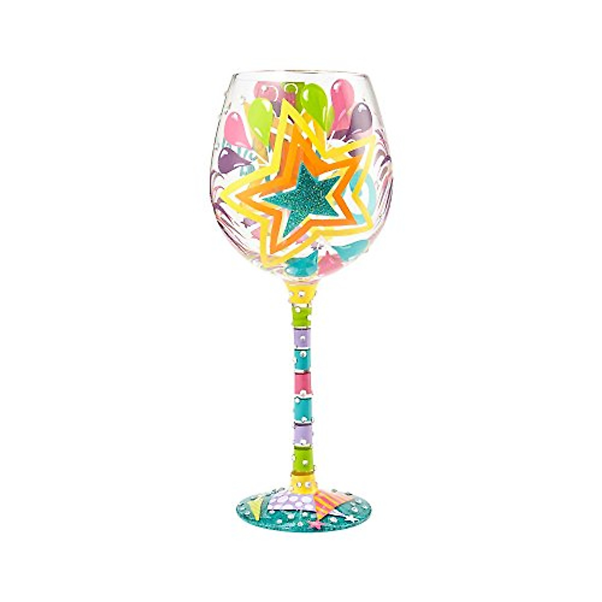 Enesco Designs by Lolita “Bling Celebrate” Hand-Painted Artisan Super Bling Wine Glass, 22 oz
