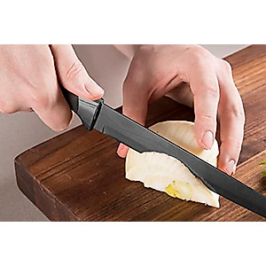 Tower Kitchen Stainless Steel Blades and Acrylic Stand, 5-Piece Knife Set, Black Damascus Effect