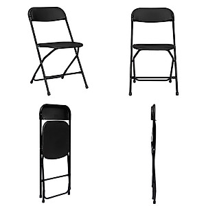 Imseigo 10 Pack Black Plastic Folding Chair, Indoor Outdoor Portable Stackable Commercial Seat with Steel Frame,350lb. Capacity for Events Office Wedding Party Picnic Kitchen Dining (10 Pack, Black)