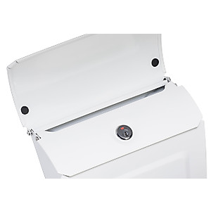 Architectural Mailboxes Aspen Galvanized Steel, Locking, Wall Mount Mailbox, 2594W-10, White, Small Capacity