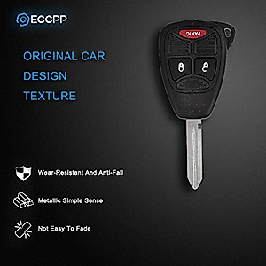 ECCPP OHT692713AA 2X Replacement fit for Uncut Keyless Entry Remote Control Car Key Fob (only Shell Case) for C hrysler for D odge for J eep Series OHT692713AA OHT692427AA OHT692714A M3N5WY72XX