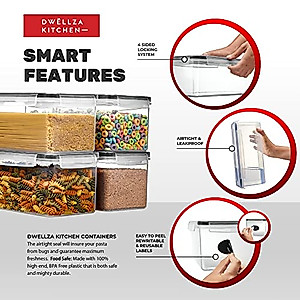 Airtight Food Storage Containers Set of 4 - Pasta Containers for Pantry Organization and Storage, BPA Free Spaghetti Container, Air Tight House Kitchen Storage Containers