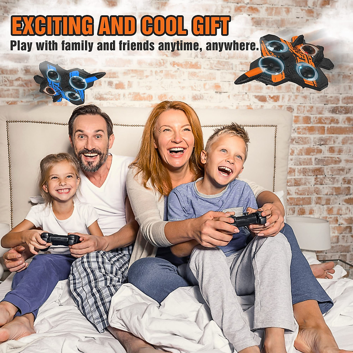 Remote Control Airplane for Beginners, 2.4GHz V17 Jet Fighter Stunt RC Airplanes, ABS, 3D Flip, Stunt Roll, Cool Light, 2 Batteries, RC Planes for Kids 8-12, Orange