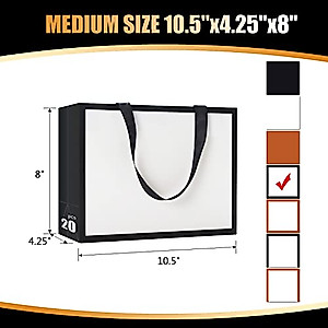 Black and White Gift Bags, YACEYACE 20Pcs 10.5"x4.25"x8" Whie and Black Gift Bags Bulks White Gift Bags with Ribbon Handles White Paper Bags Black and White Gift Bags for Wedding, Birthday, Baby Shower, Party