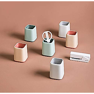 Cerpourt 2 Pack Desk Pen Holder,Two-Tone Cute Pen Cup Makeup Brush Holder,Durable Desktop Organizer Pencil Holder for Desk,Vanity Table,Office Supplies (Gray)