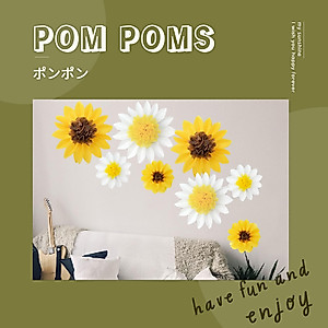 12Pcs Sunflower Daisy Tissue Paper Pom Poms Flower 12" 8" for Yellow Brown White Themed Birthday Party Sunshine Baby Shower Bridal Country Wedding Party iwlorys