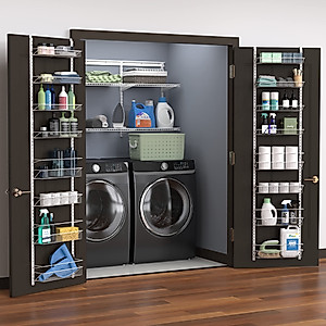 ClosetMaid Adjustable Organizer Rack with Baskets Wall or Over Door Mount, for Kitchen, Pantry, Utility Room, Closet, 18 in. W, White Finish, Pack of 2