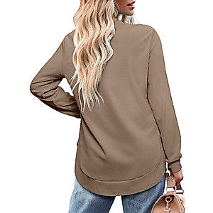 OFEEFAN Womens Sweatshirt Pulloveer Cute Fall Clothes For Women Side Spilt Coffee L