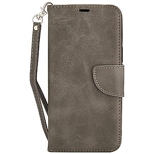 GLOW Co., Ltd. iPhone 12 Pro Max Notebook Type Case with Strap, Gray, Tempered Glass & Stylus Pen 407-2-01