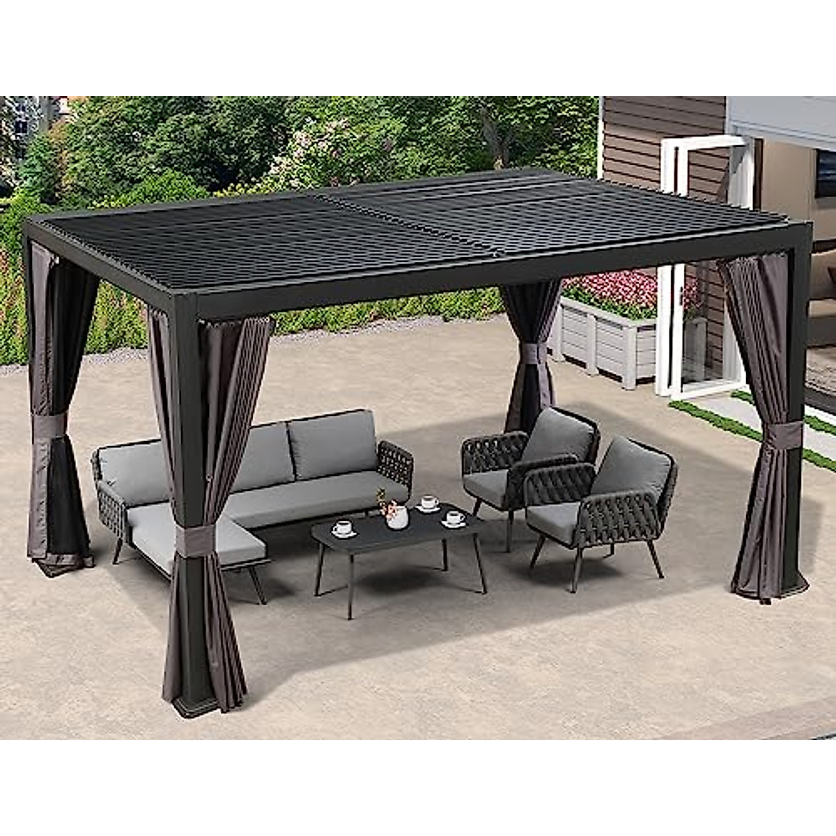 PURPLE LEAF Outdoor Louvered Pergola 10' × 13' Adjustable Metal Roof Hardtop Gazebo