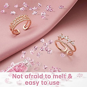 Sukh 13OZ Acrylic Ice Rocks - Small Diamond Crystal Clear Gem Stone Jewels as Plastic Clear Ice Cube Faux Rocks for Pebbles for Vase Filler & Iridescent Home Decorations & Table Centerpiece (Pink)